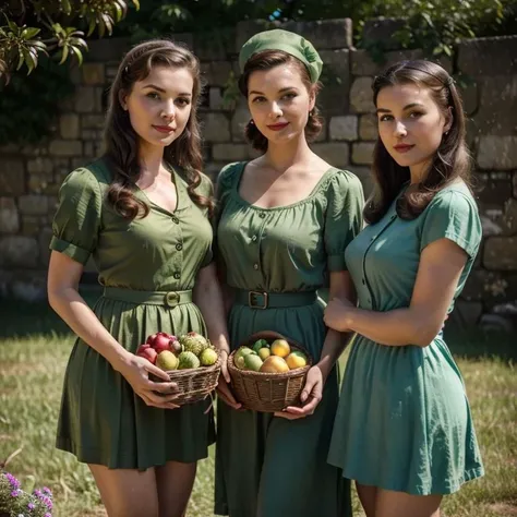 hermosas mujeres con vestidos verdes created with SeaArt AI